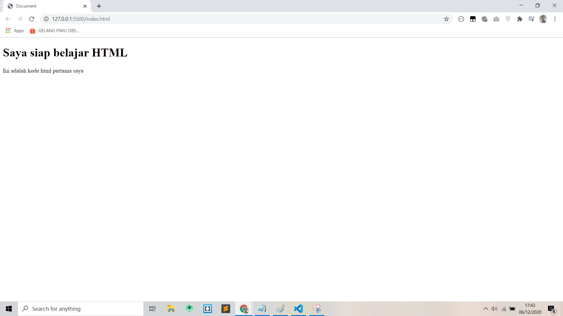 Langkah membuat HTML pertama di Visual Studio Code – Baraja Coding